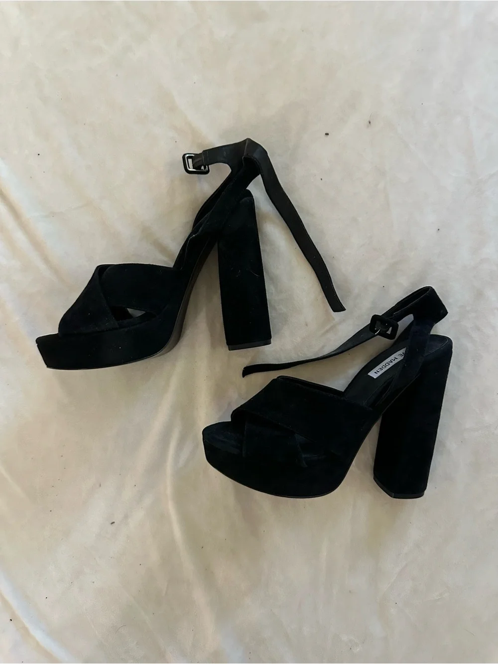 Steve Madden | Shoes | Steve Madden Black Suede Platform Block Heel ...